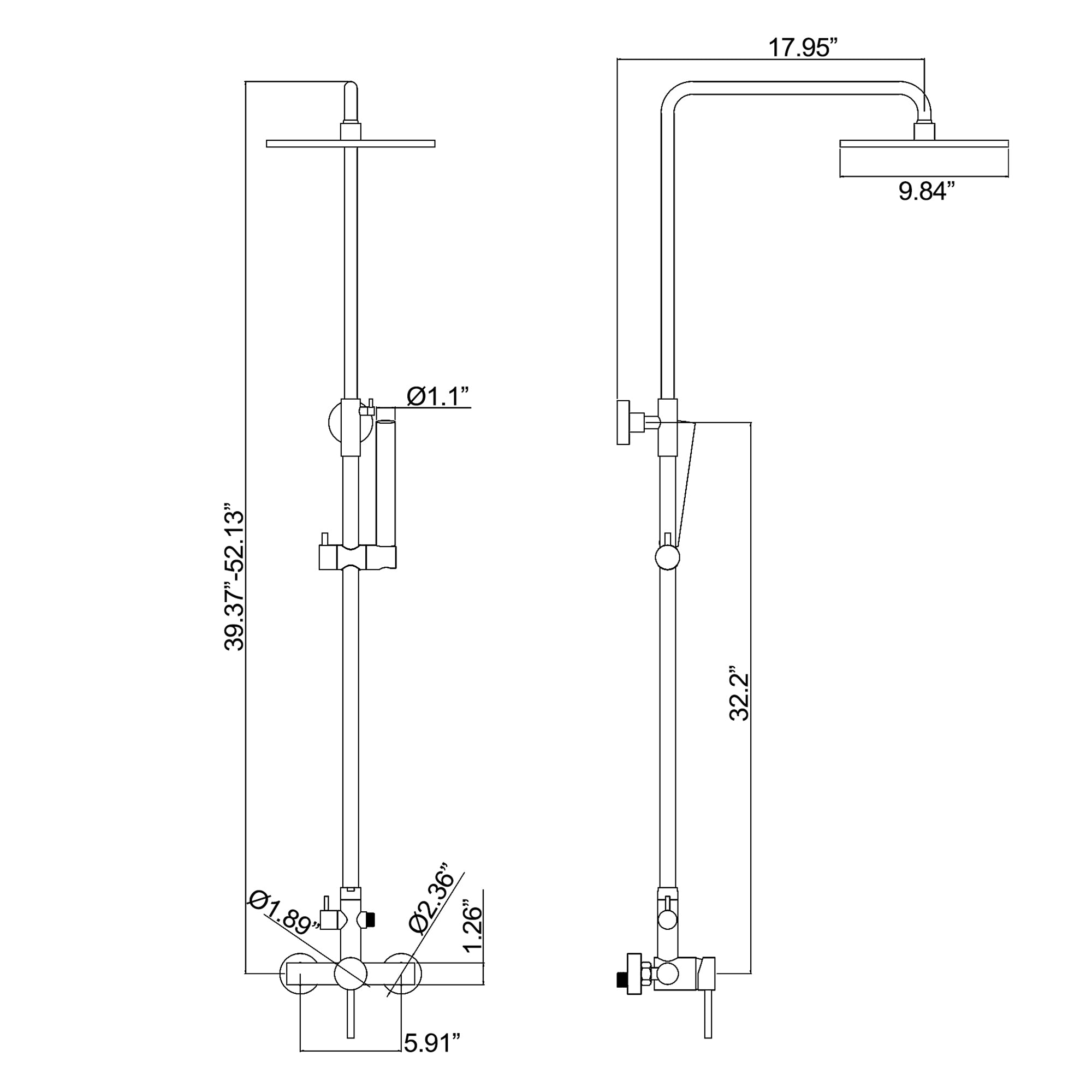 Modern Outdoor Shower Fixture with SUS 304 Stainless Steel – Mooroca